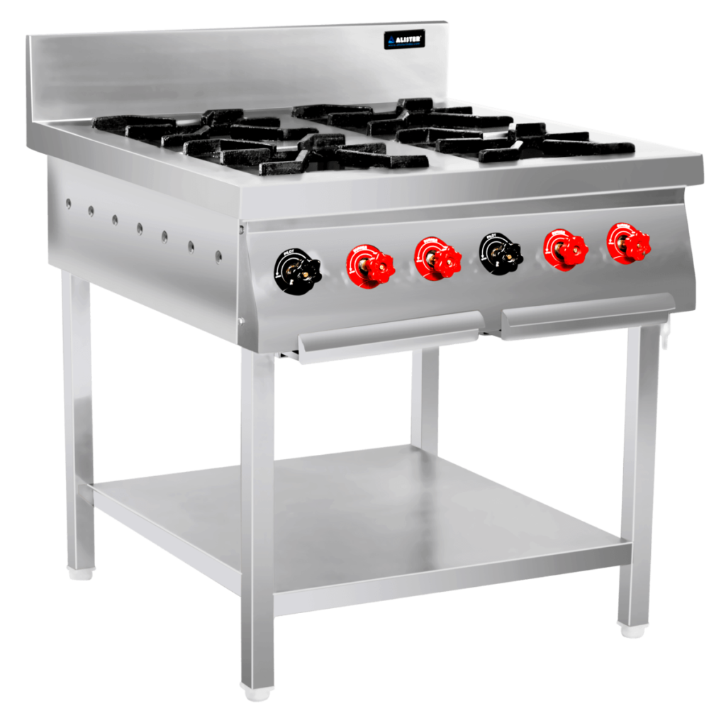 FOUR BURNER GAS RANGE WITH SPLASH-BACK - Restaurant.Store