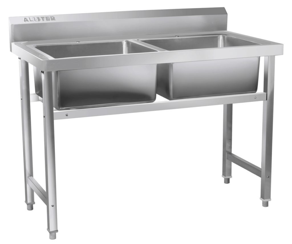 SS TWO SINK UNIT WITH SPLASH-BACK – Restaurant.Store