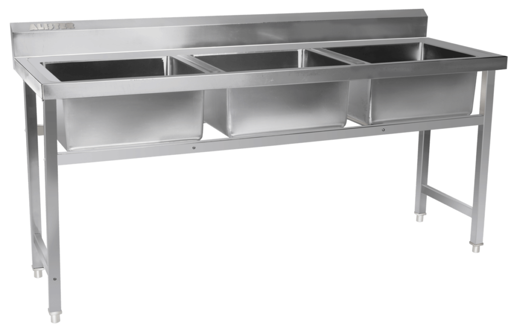 SS THREE SINK UNIT WITH SPLASH-BACK - Restaurant.Store